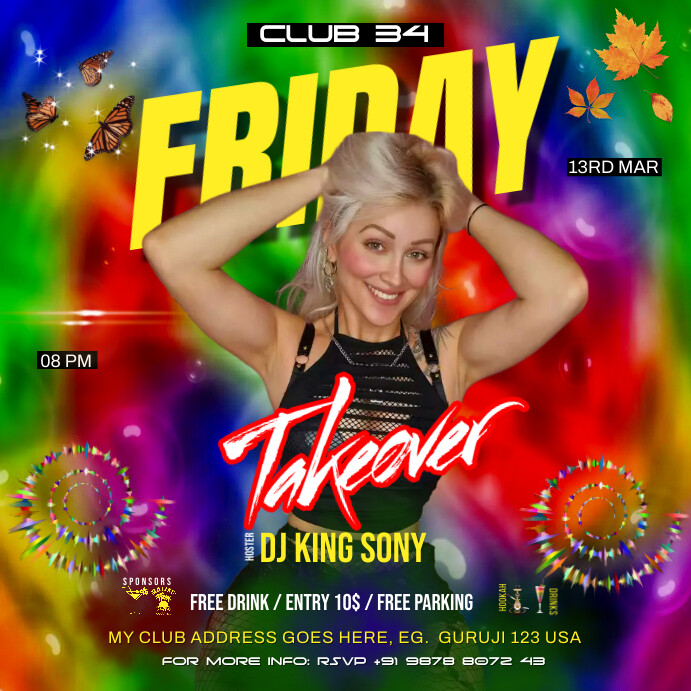 friday takeover night Party Template | PosterMyWall