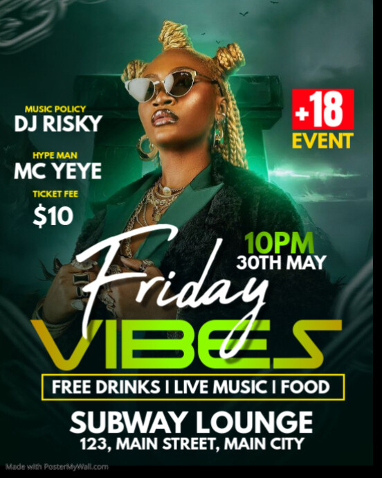 friday vibe party Template | PosterMyWall