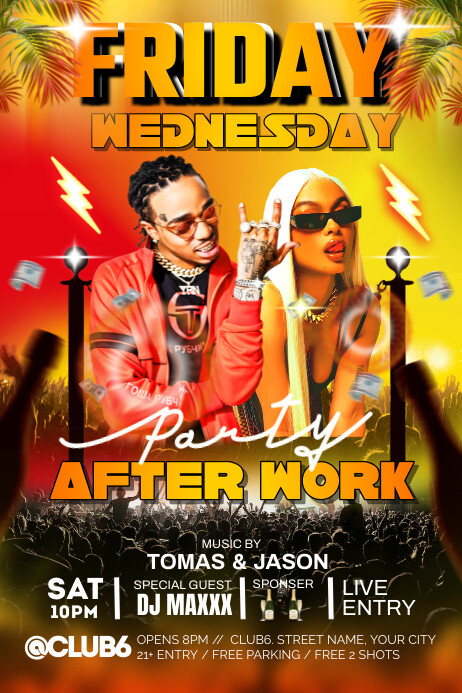 Friday wednesday party flyer Templat | PosterMyWall
