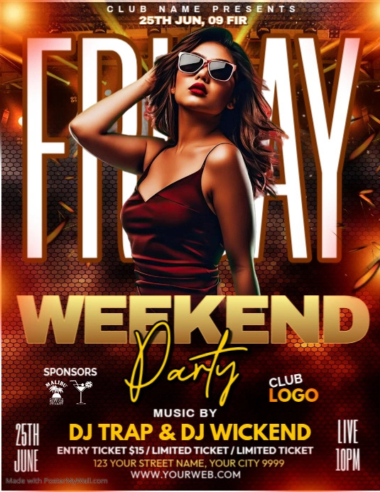 Copy of Friday Weekend Party Flyer (us Letter) | PosterMyWall
