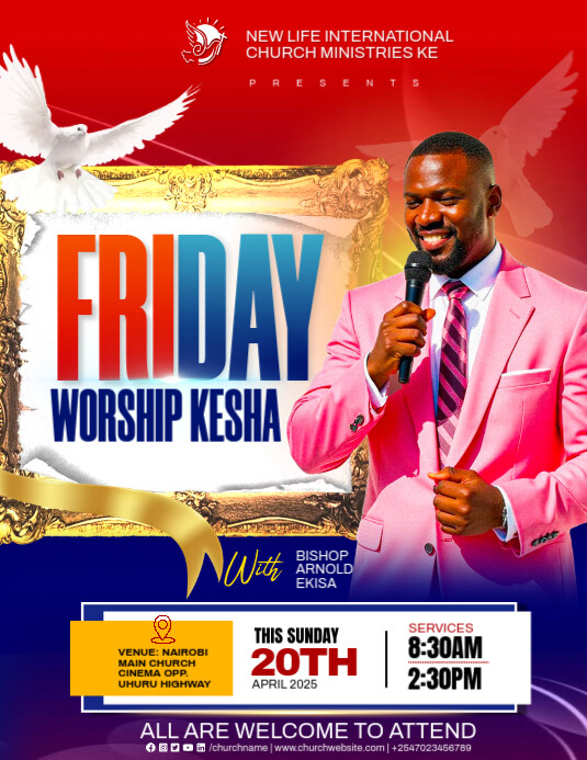 Friday Worship Kesha Flyer Template | PosterMyWall