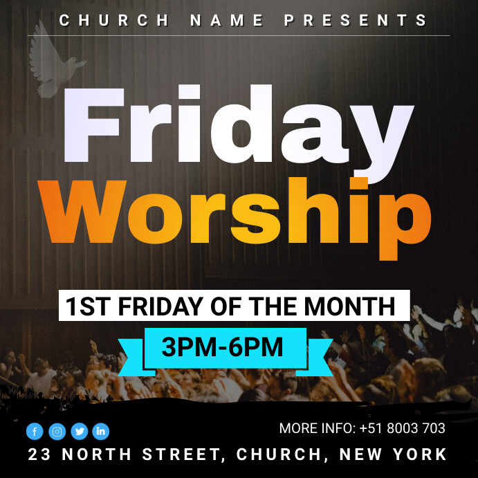 FRIDAY WORSHIP SERVICE Template | PosterMyWall
