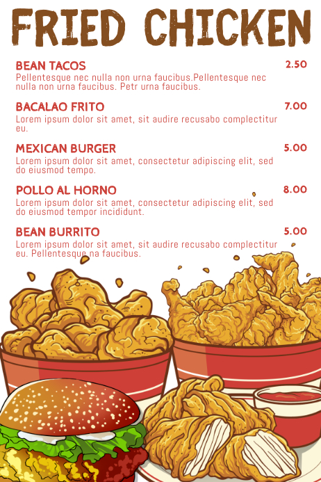 Copy of Fried Chicken Hand Drawn Food Menu Template | PosterMyWall