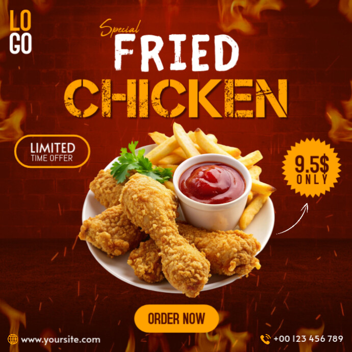 Fried Chicken Poster Design for Restaurant Promotion and Food Deals ...