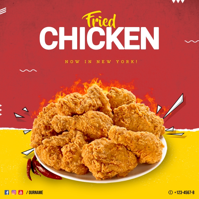 Fried Chicken Promo Red & Yellow (1) Template | PosterMyWall
