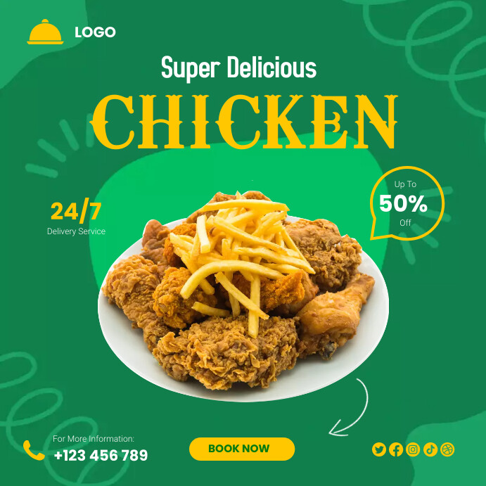 Fried Chicken Restaurant Poster Flyer Template | PosterMyWall