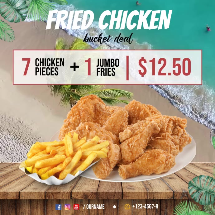 Fried Chicken Social Media Flyer Ad Template | PosterMyWall