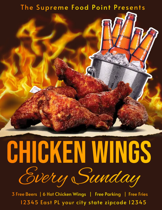 Fried Chicken Wings and Beer Flyer Template | PosterMyWall