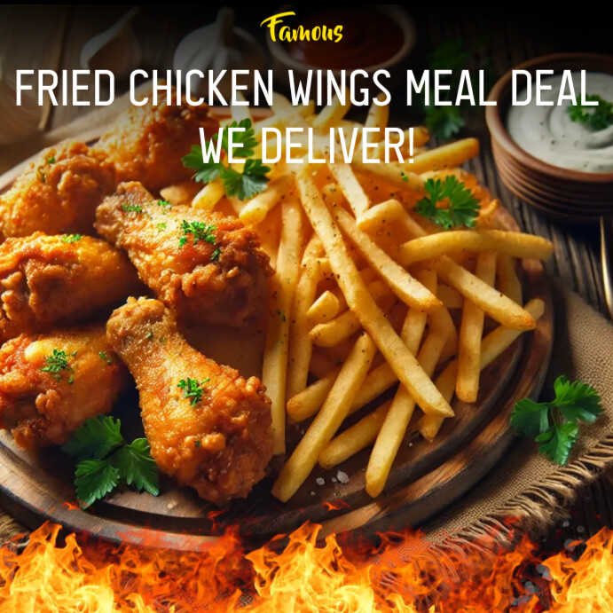 Fried Chicken Wings Delivery Ad Templat | PosterMyWall