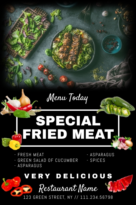 fried meat Template | PosterMyWall