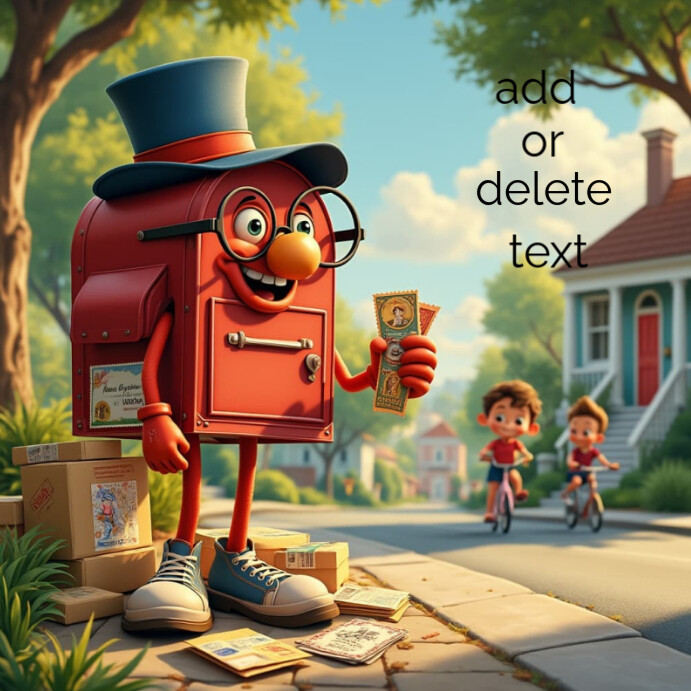 Copy of Friendly Mailbox Character Holding Vintage Stamps | PosterMyWall