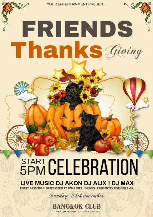 friends' thanksgiving party template a4 size | PosterMyWall