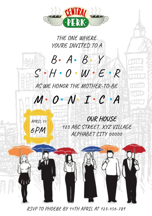 Plantilla de Friends Baby Shower Invitation Template | PosterMyWall