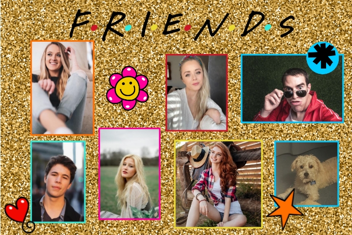 Friends Collage Gold Glitter Template | PosterMyWall