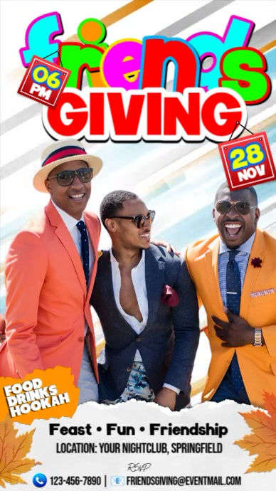 Friendsgiving Bash: Feast & Fun Template | PosterMyWall