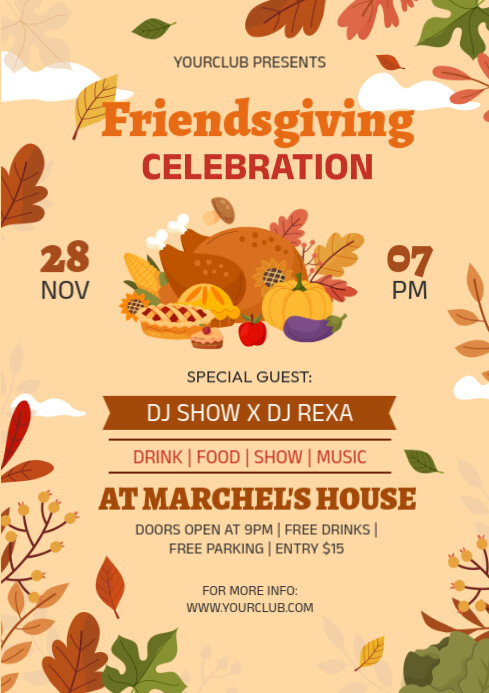 Copy of Friendsgiving Celebration Invitation Poster Flyer | PosterMyWall