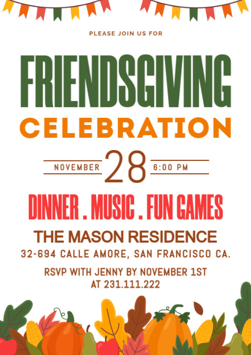 Friendsgiving Template | PosterMyWall