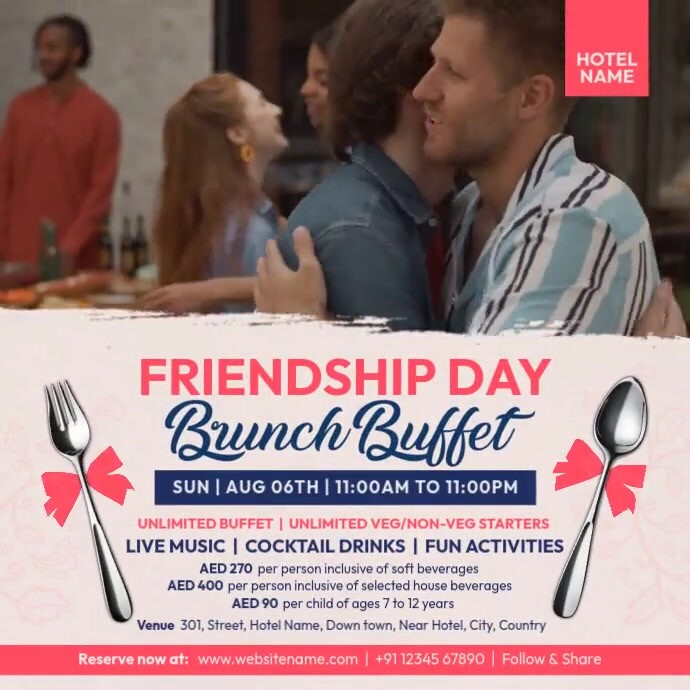 Templat Posting Iklan Brunch Prasmanan Hari Persahabatan | PosterMyWall