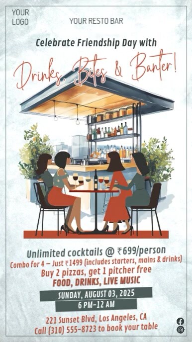 Friendship Day Restaurant Bar Offer Promo Instagram Story Template ...