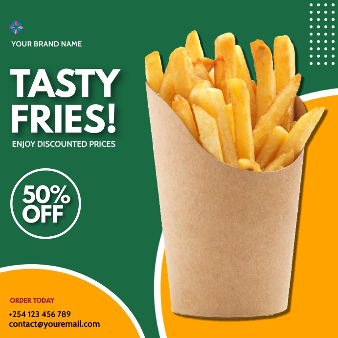 fries chips food menu restaurant sale flyer Template | PosterMyWall