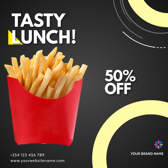 fries chips food menu restaurant sale flyers Template | PosterMyWall