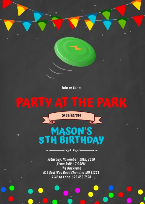 Frisbee party birthday invitation Template | PosterMyWall