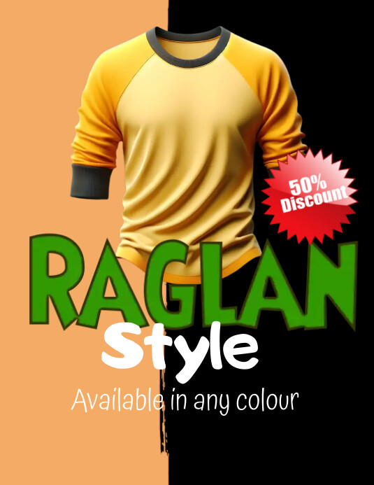 Front and Back white raglan t-shirt mockup ( Template | PosterMyWall