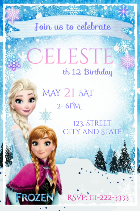 Frozen and Elza invitation Template | PosterMyWall