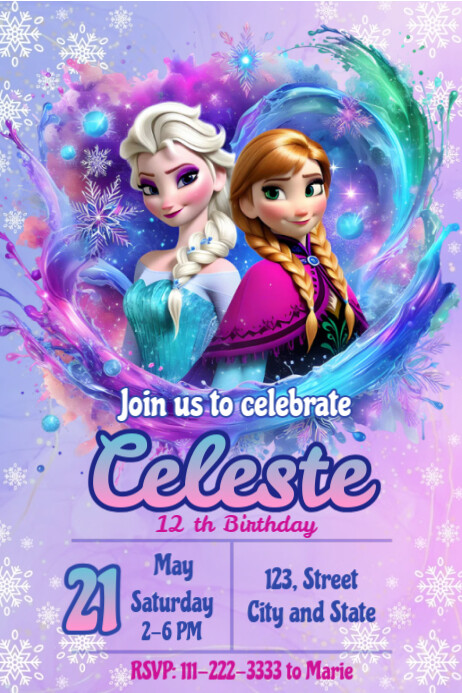 Plantilla de Frozen and Elza invitation | PosterMyWall