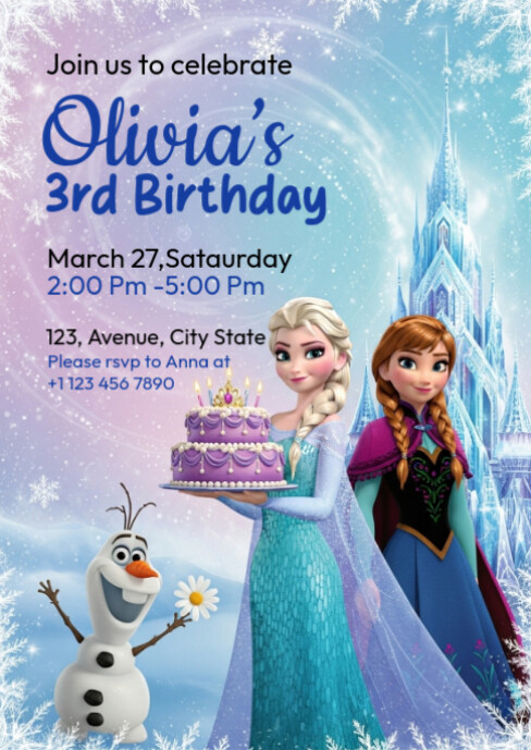 Frozen Birthday Invitation Template | PosterMyWall