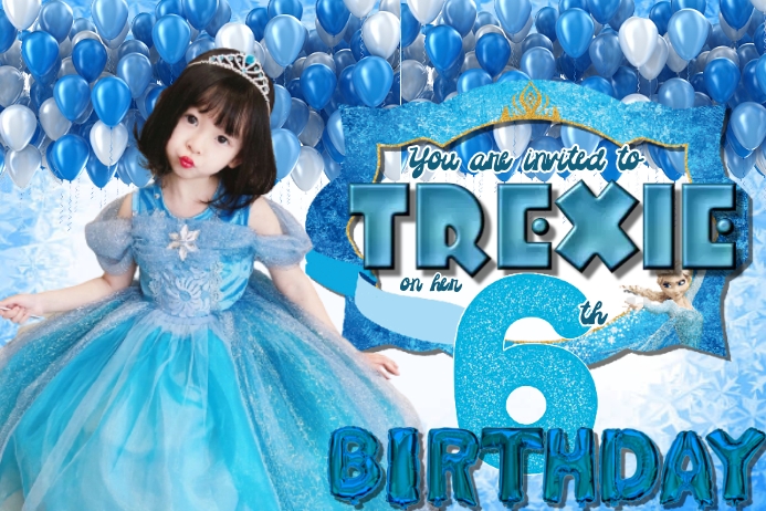 Frozen blue birthday template | PosterMyWall