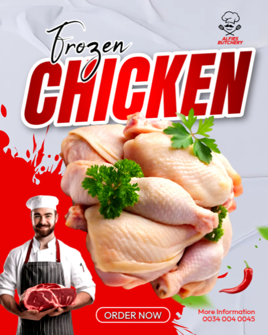 Plantilla de Frozen chicken fresh meat sale butcher store business ...