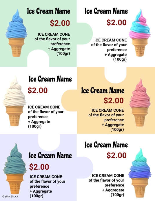 Frozen Delights: Puzzle Menu 2 Ice Cream Menu Template | PosterMyWall