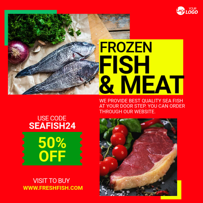 Frozen Fish & Meat Sale Ad Template | PosterMyWall