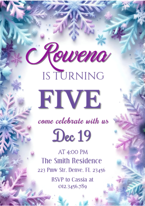 Frozen Winter Wonderland Birthday Invitation - Editable Girl Party ...