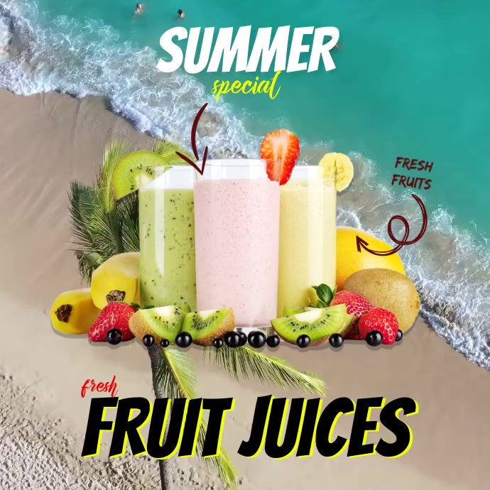 Fruit Smoothie Social Media Video Ad Template | PosterMyWall