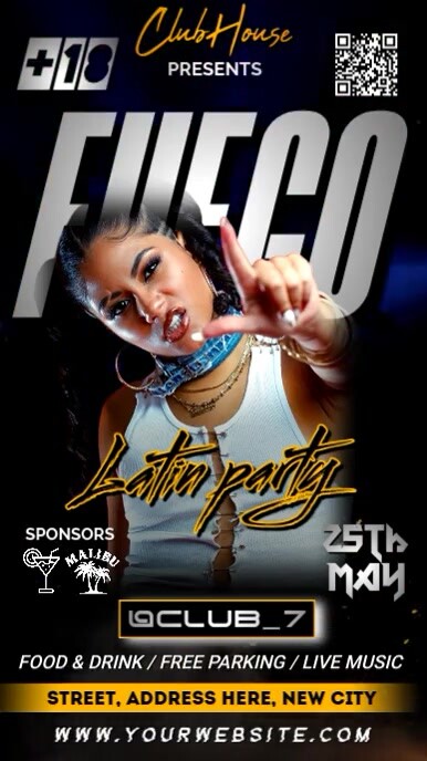 FUEGO LATIN PARTY FLYER TEMPLATE | PosterMyWall