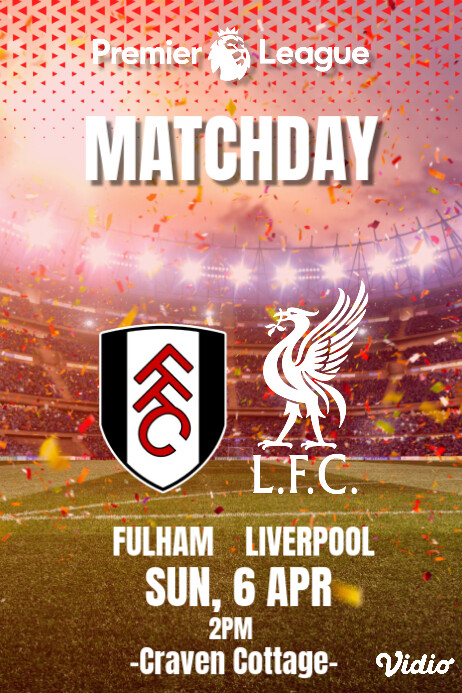 Fulham vs Liverpool. Premier League. Template | PosterMyWall