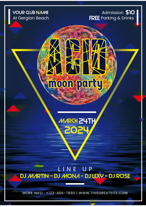 Modèle Full Acid Moon Party | PosterMyWall