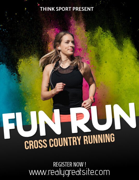 Full Color Black Modern & Minimal Sport Event Promotion Or Run Event ...