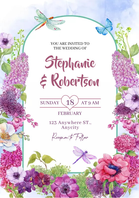 Full of Flower Wedding Invitation Template | PosterMyWall