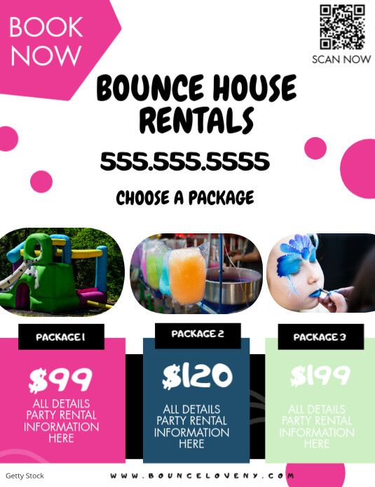 Fun Bounce House Rental Marketing Template (1 | PosterMyWall