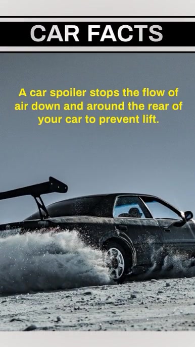 Fun car racing facts about rear spoilers Template | PosterMyWall