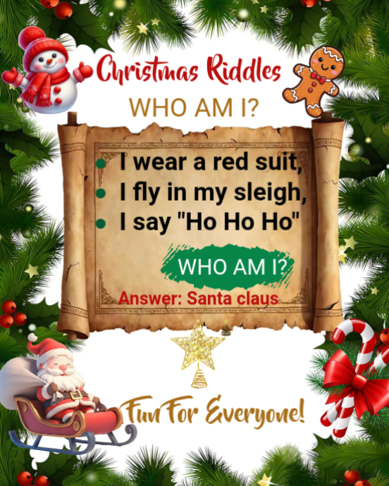 Fun Christmas Riddles Game – Who Am I? Template | PosterMyWall
