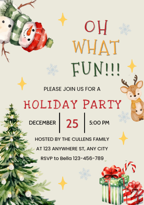 Fun Colorful Holiday Party Invitation A5 Template | PosterMyWall