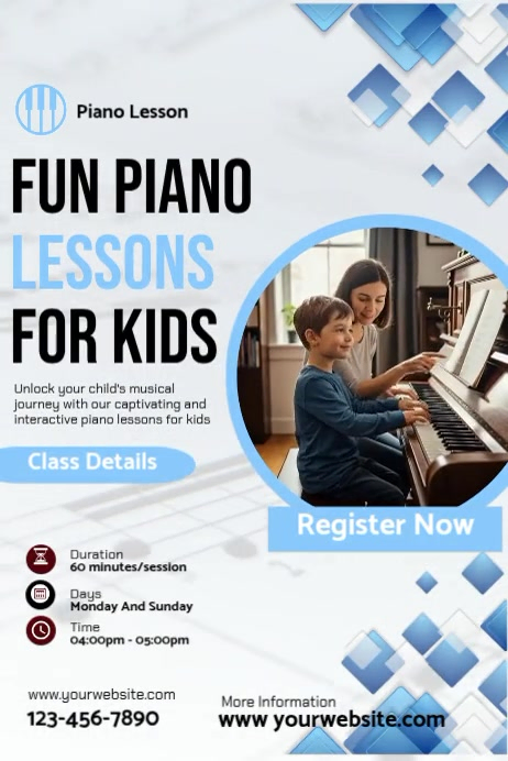 Fun Piano Lessons For Kids Template | PosterMyWall