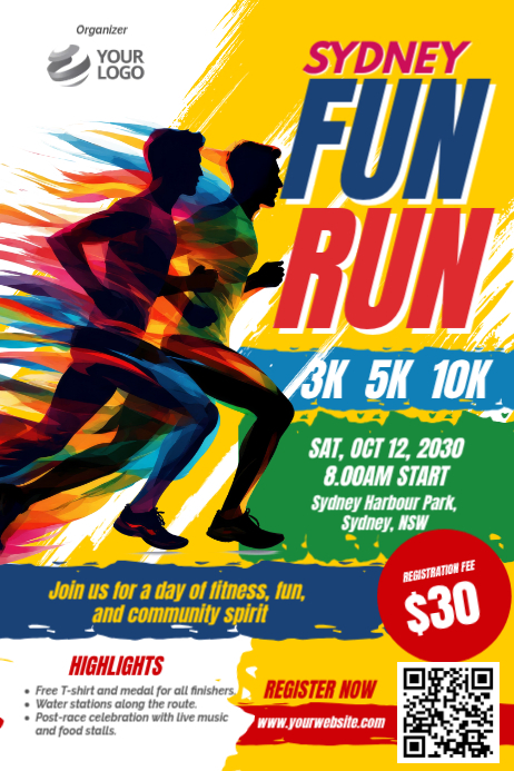 Plantilla de Fun Run Event Poster Flyer ad | PosterMyWall