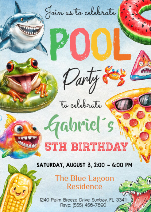 fun summer digital invitation Template | PosterMyWall