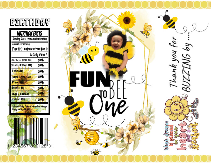 FUN TO BEE ONE CHIP BAG Template | PosterMyWall