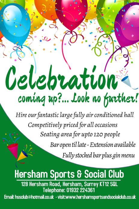 Function Hall Hire Template | PosterMyWall